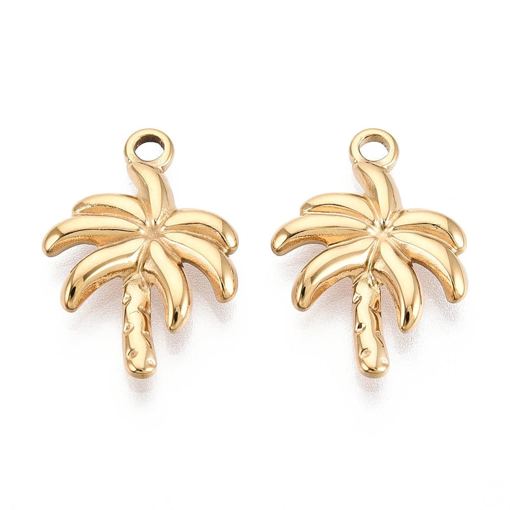 304 Stainless Steel Pendants Ion Plating(IP) Coconut Tree Charm Real ...
