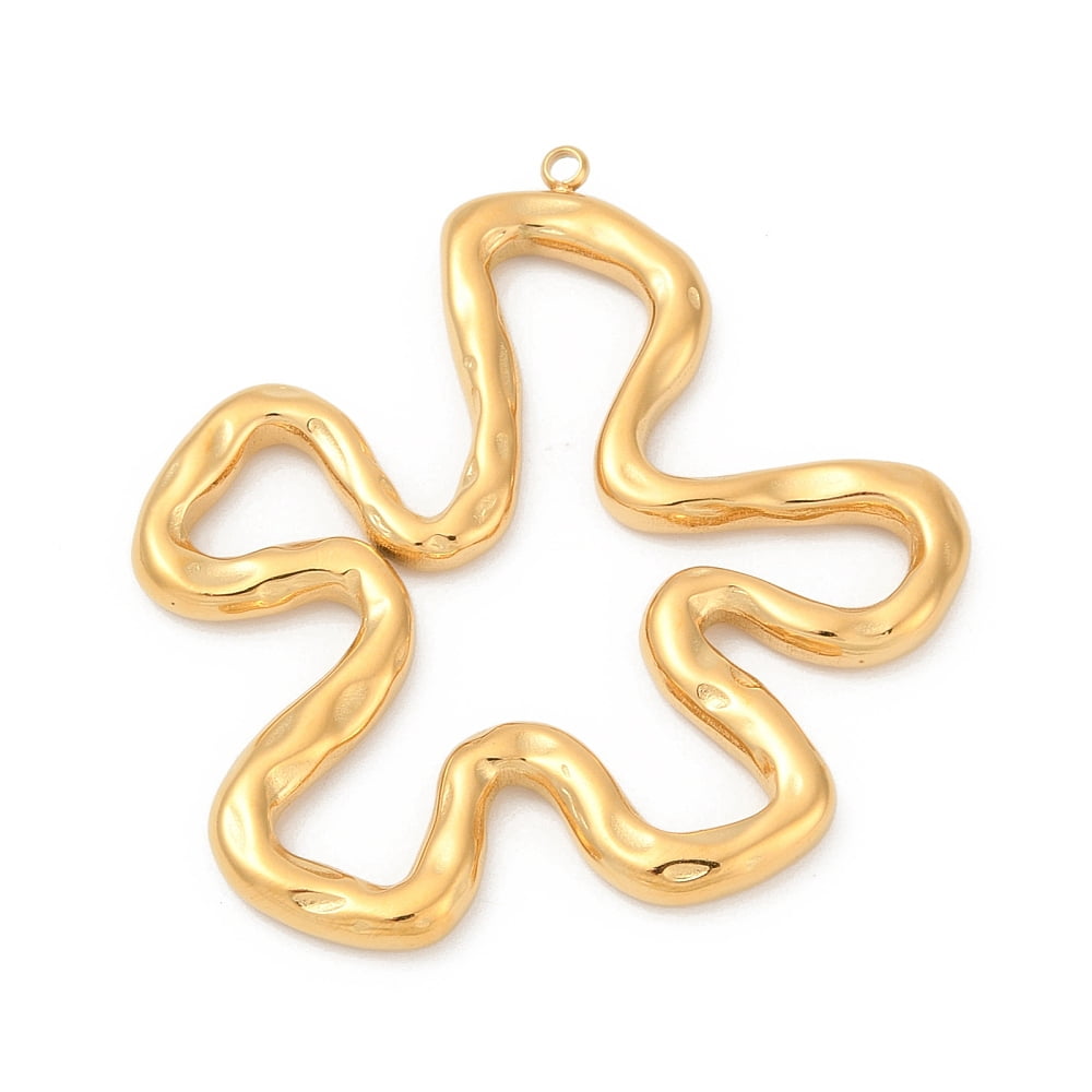 304 Stainless Steel Pendants Ion Plating(IP) Flower Charms Real 14K ...