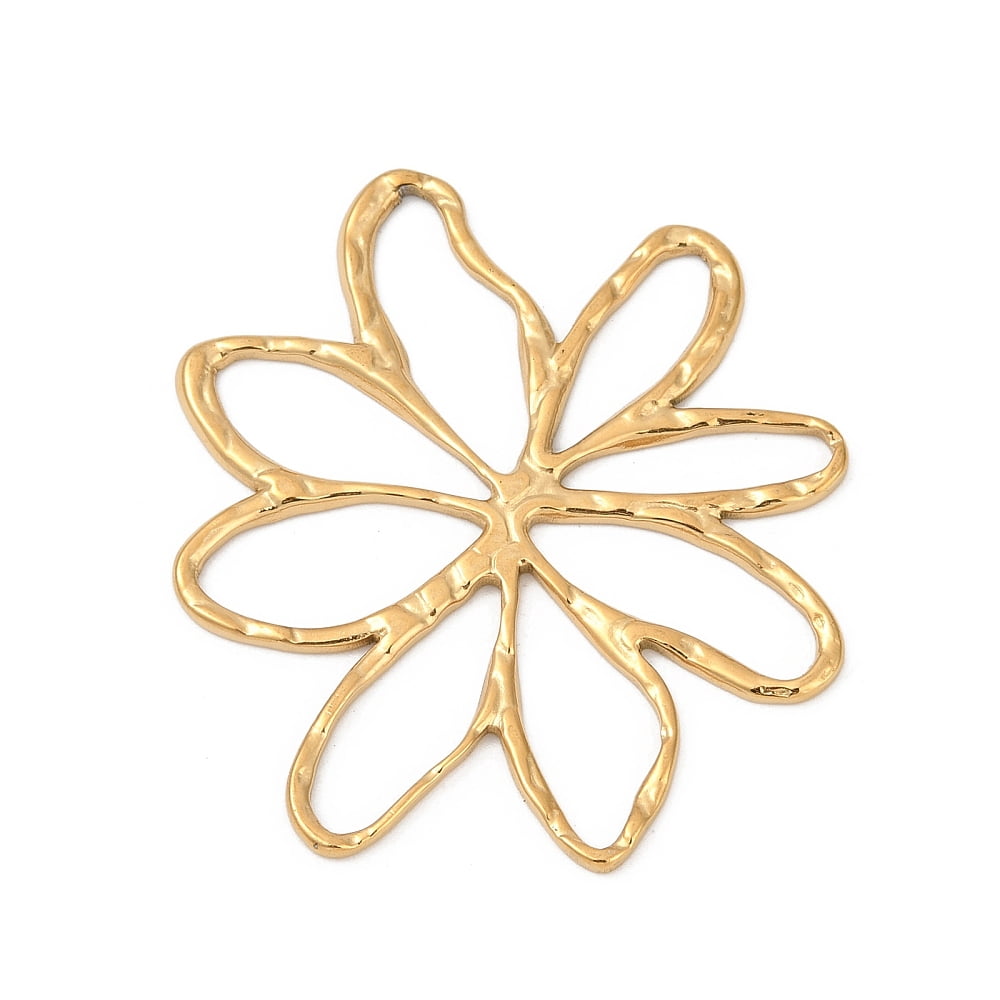 304 Stainless Steel Pendants Ion Plating(IP) Flower Real 18K Gold ...