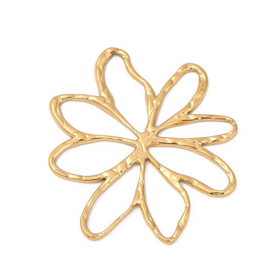 304 Stainless Steel Pendants Ion Plating(IP) Flower Real 18K Gold ...