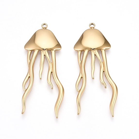 304 Stainless Steel Pendants Jellyfish Charm Real 14K Gold Plated 39 ...