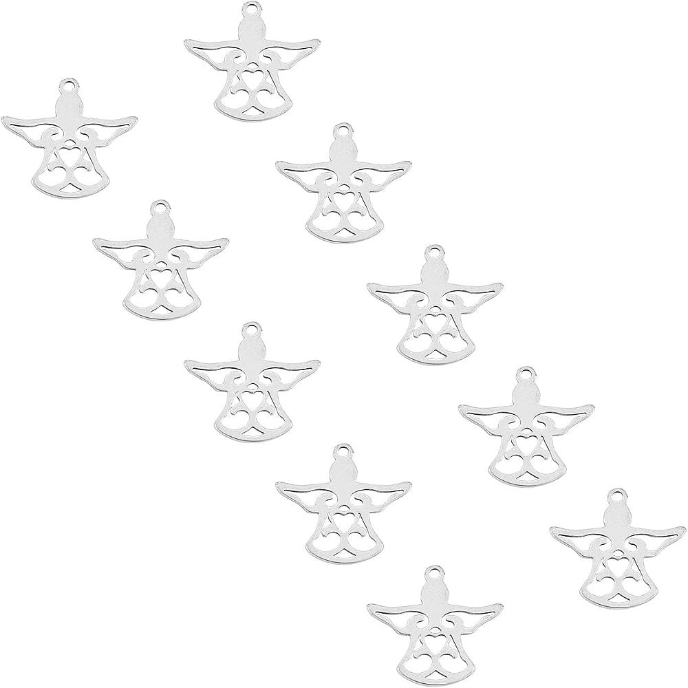 304 Stainless Steel Pendants Laser Cut Angel Stainless Steel Color ...
