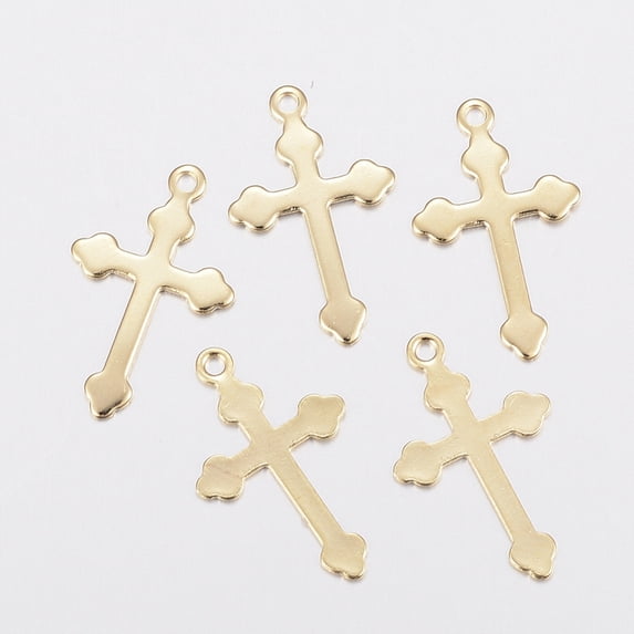 304 Stainless Steel Pendants Real 18K Gold Plated 18x11x0.5mm Hole: 1 ...