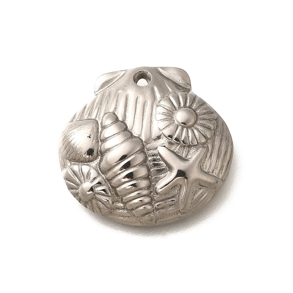 304 Stainless Steel Pendants Shell with Starfish & Conch Charm Anti ...
