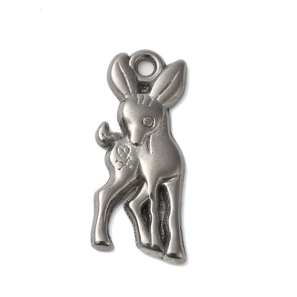 304 Stainless Steel Pendants Sika Deer Charms Stainless Steel Color ...
