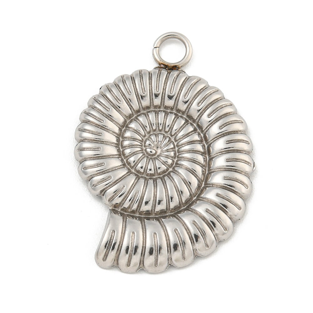 304 Stainless Steel Pendants Snail Shell Charm Stainless Steel color ...