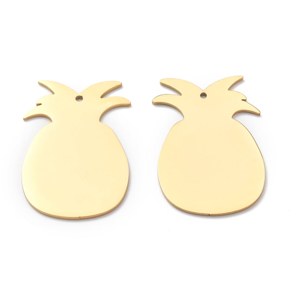 304 Stainless Steel Pendants Stamping Blank Tag Pineapple Golden ...