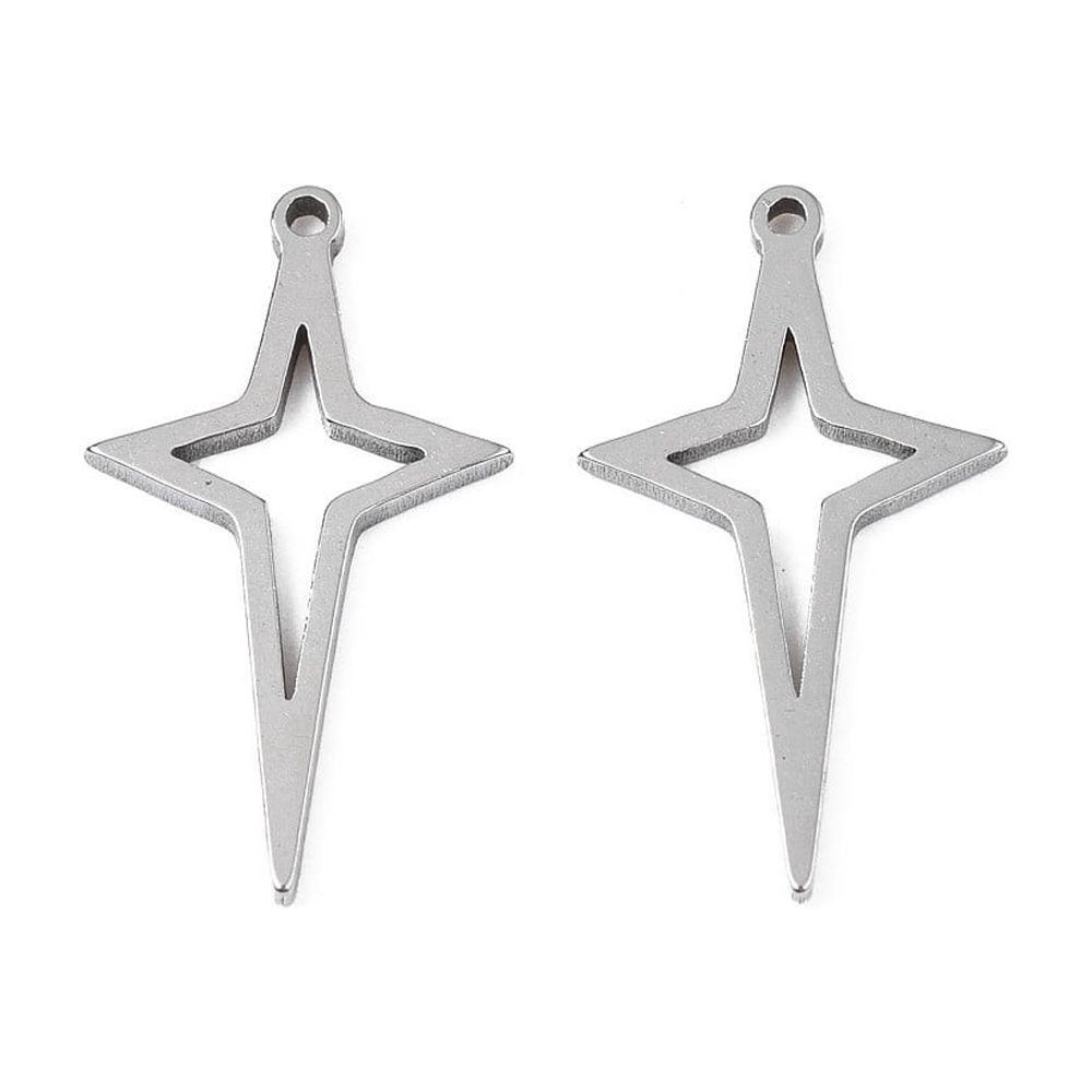 304 Stainless Steel Pendants Star Stainless Steel Color 21.5x11.5x1mm ...
