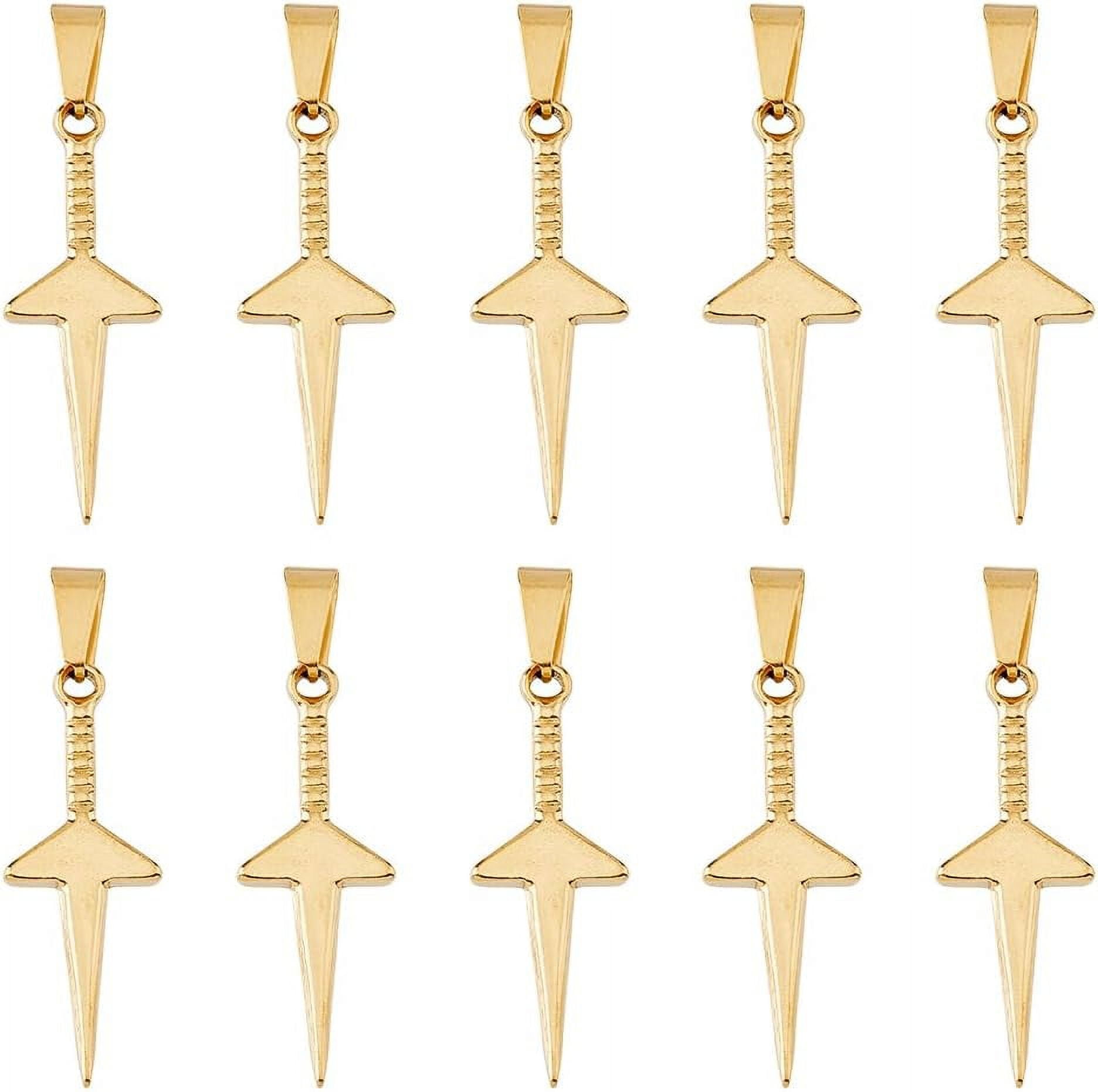 304 Stainless Steel Pendants Sword Golden 40x14x3mm Hole: 8x4mm 10pcs ...