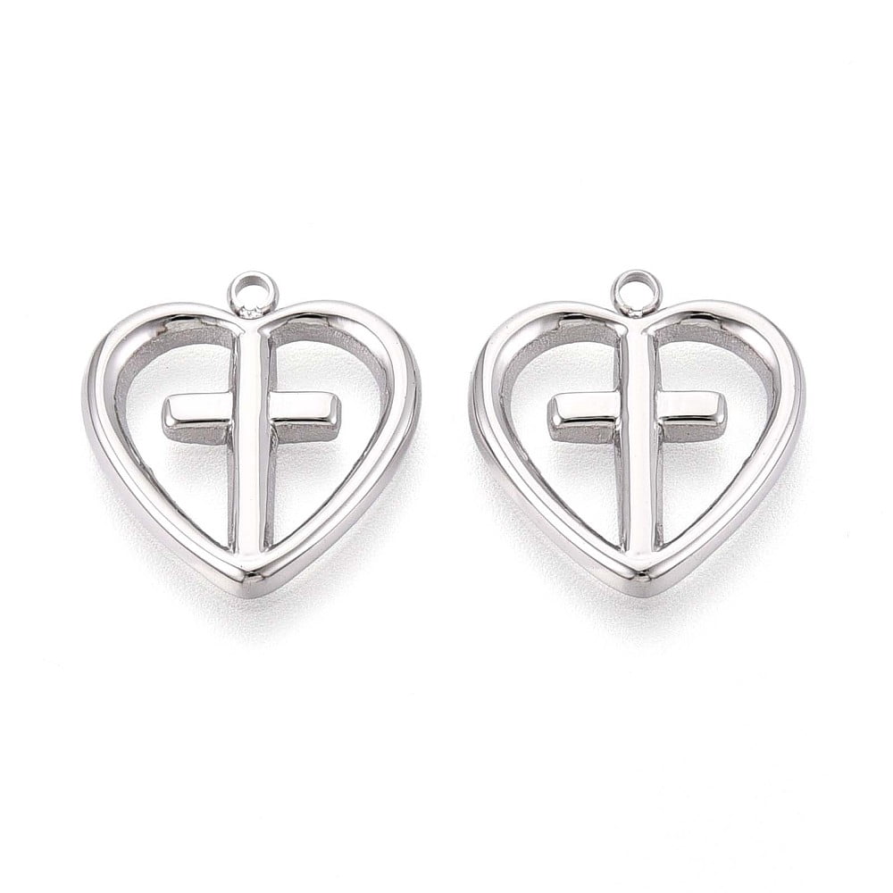 304 Stainless Steel Pendants with Heart Charm Anti-Stainless Steel ...