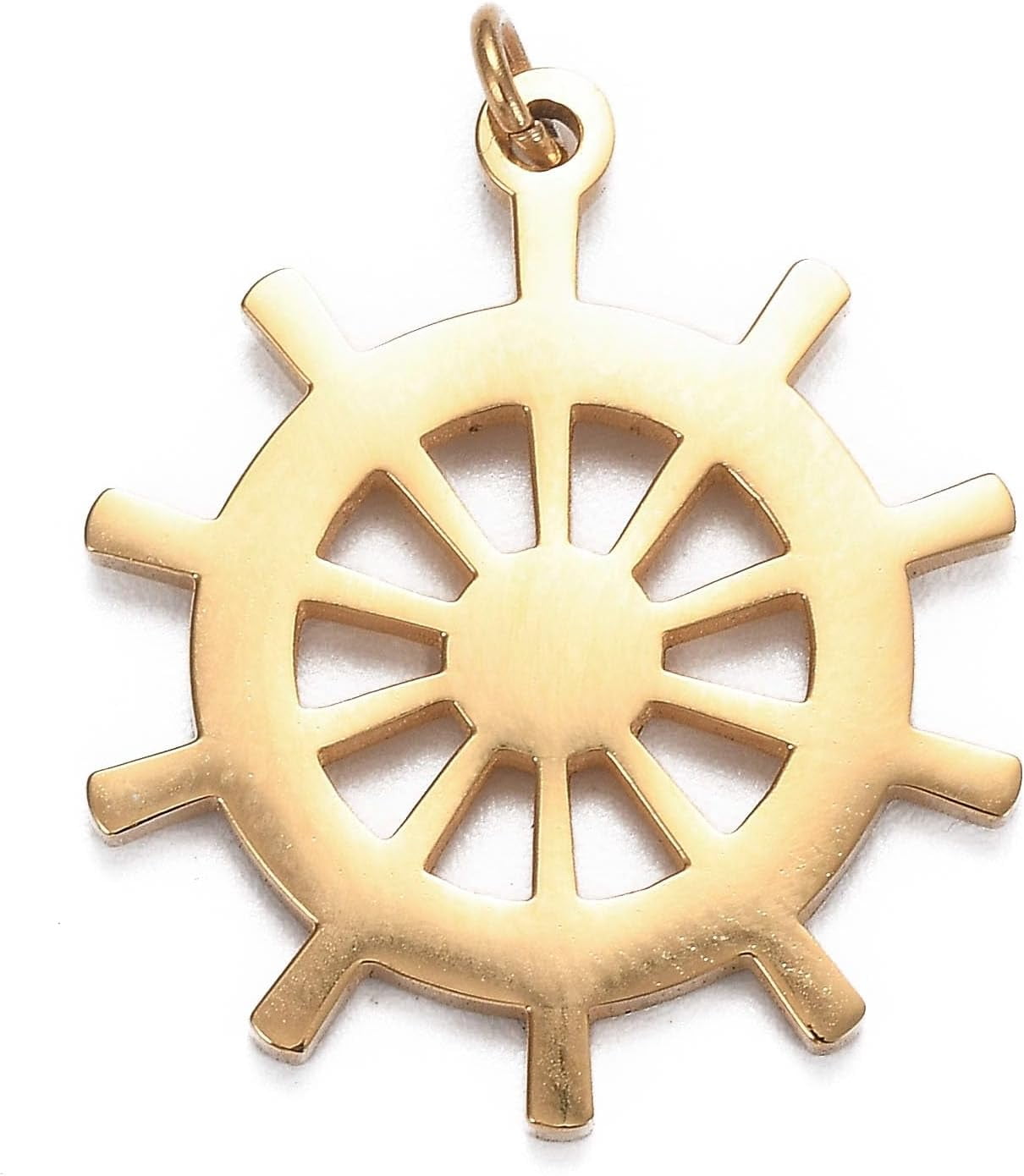 304 Stainless Steel Pendants with Jump Rings Laser Cut Helm Golden 23 ...