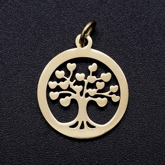 304 Stainless Steel Pendants with Unsoldered Jump Rings Flat Round with ...