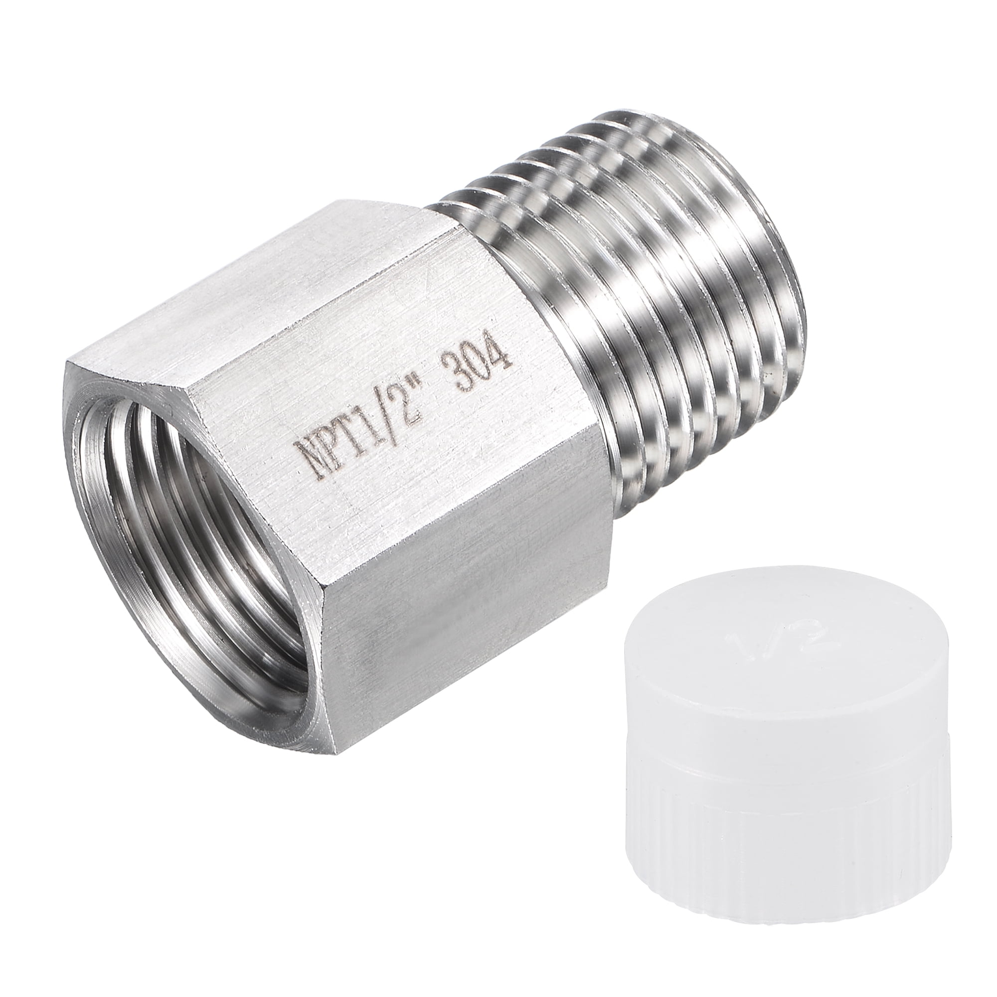 304 Stainless Steel Pipe Fitting Reducer Adapter 1/2NPT Male x 1/2NPT ...