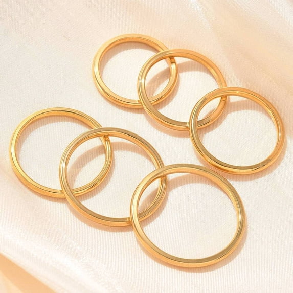 304 Stainless Steel Plain Band Rings Ion Plating(IP) Golden 2mm Inner ...