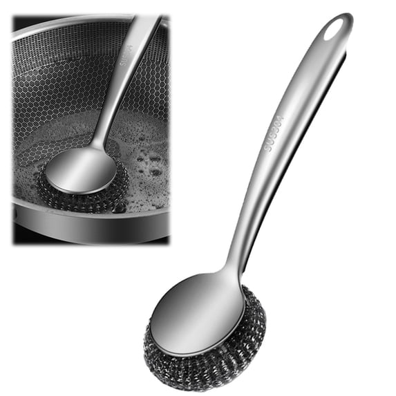 304 Stainless Steel Pot Brush with Long Handle - Portable Scrubber for ...