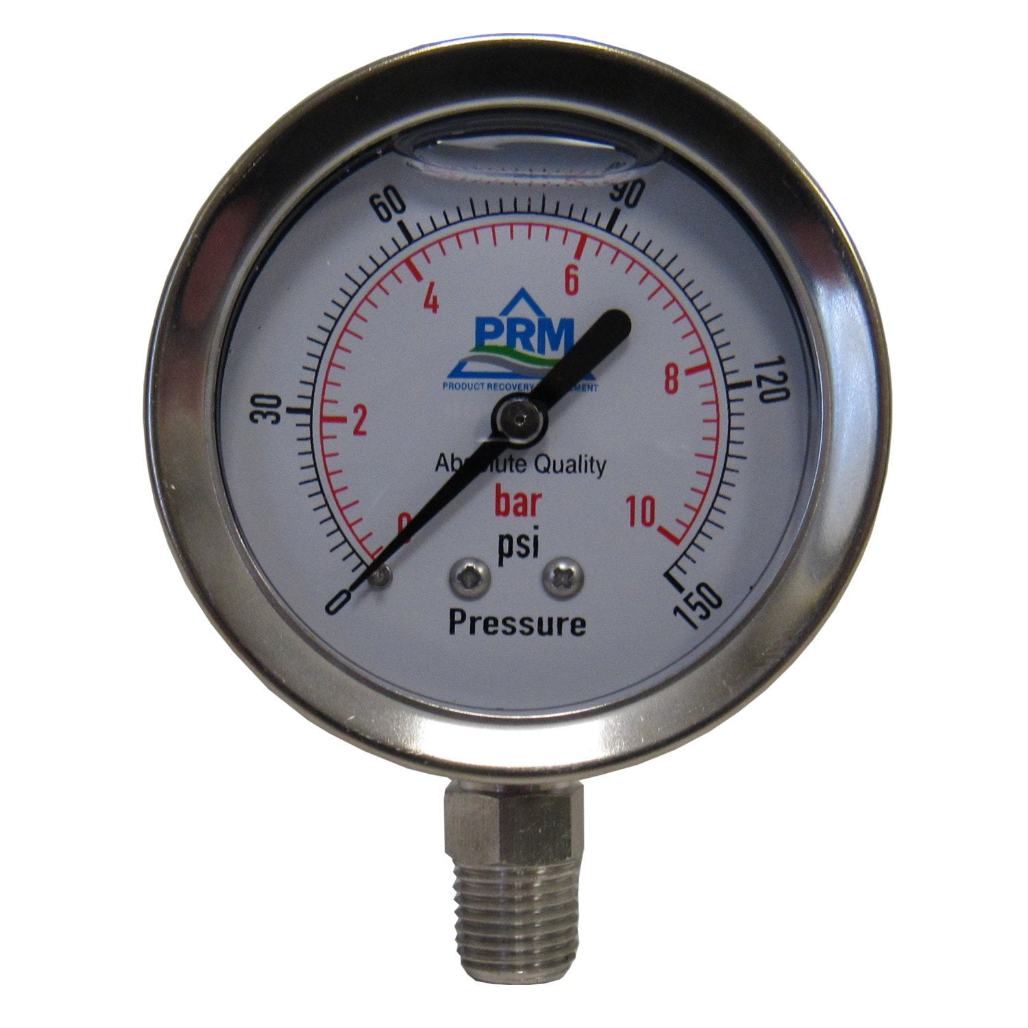 304 Stainless Steel Pressure Gauge, 0-150 PSI, 2-1/2 Inch Dial, 1/4 ...