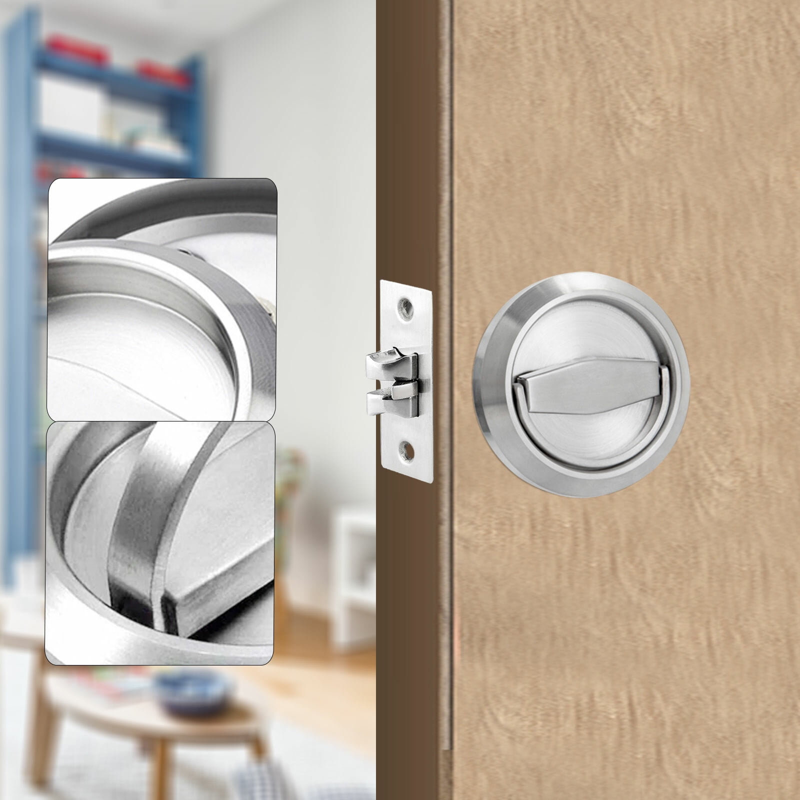 304 Stainless Steel Privacy Door Lock, Recessed Cup Handle Flush Pull ...