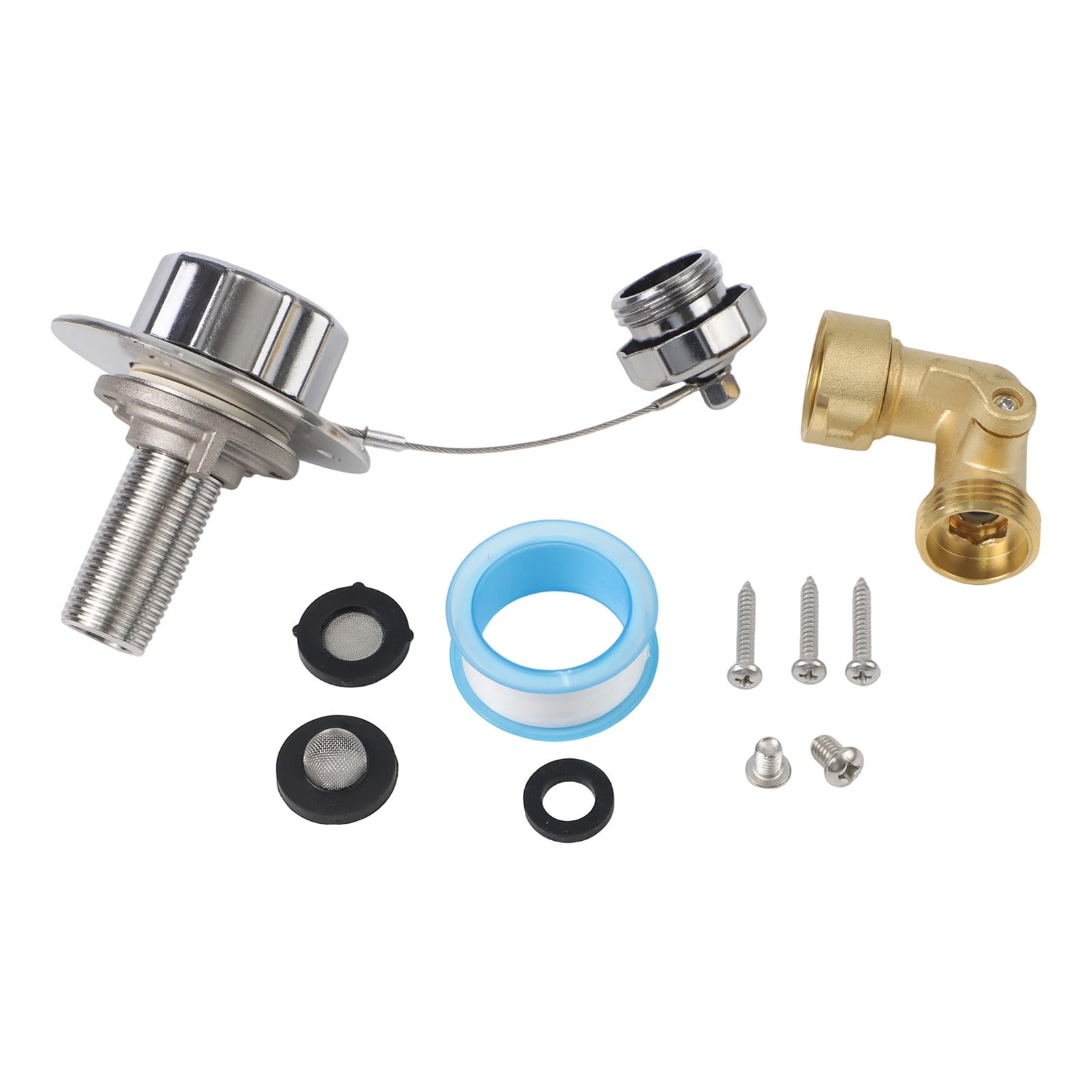 304 Stainless Steel RV Water Inlet with 90° Hose Elbow, Brass Quick ...