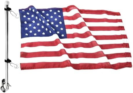 304 Stainless Steel Rail Mount Flag Staff Pole with Adjustable Clamps ...