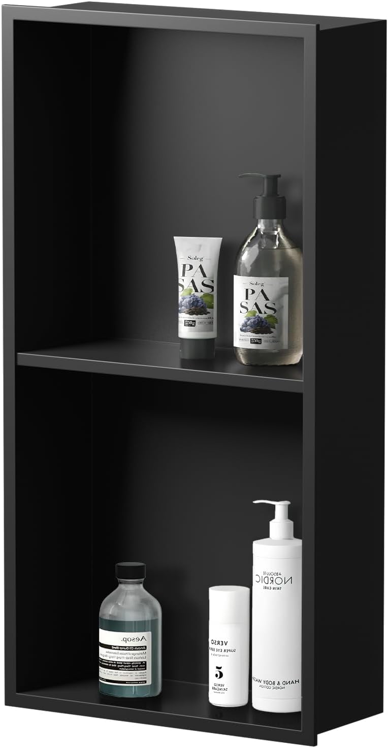 304 Stainless Steel Recessed Shower Niche Double Layer 24x12 Inch Leak Proof Bath Organizer ...