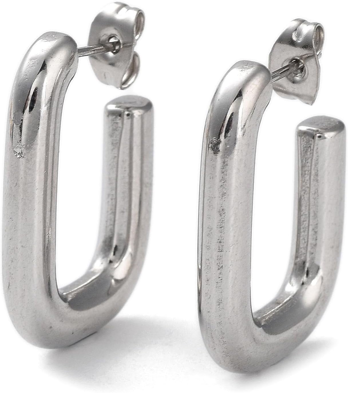 304 Stainless Steel Rectangle Ear Studs with Ear Nuts For Women ...