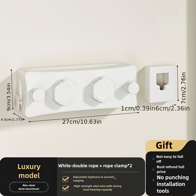 304 Stainless Steel Retractable Clothesline - 5.1m Invisible Pull-out ...
