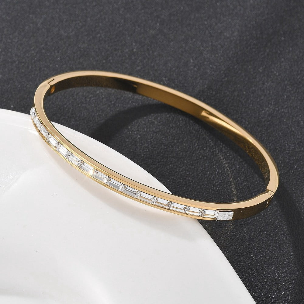 304 Stainless Steel Rhinestone Bangles for Women Ion Plating(IP) Real ...