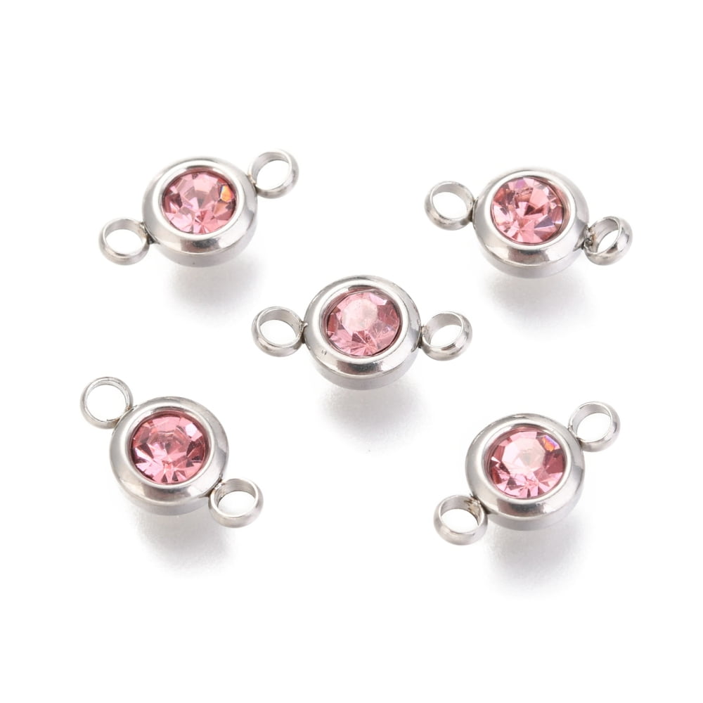 304 Stainless Steel Rhinestone Links Connectors Flat Round Stainless ...