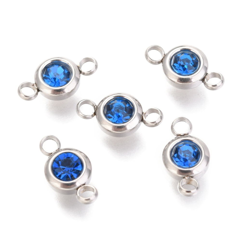 304 Stainless Steel Rhinestone Links Connectors Flat Round Stainless ...
