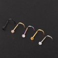 304 Stainless Steel Rhinestone Round Ball Fishtail Nose Rings Black 7mm ...