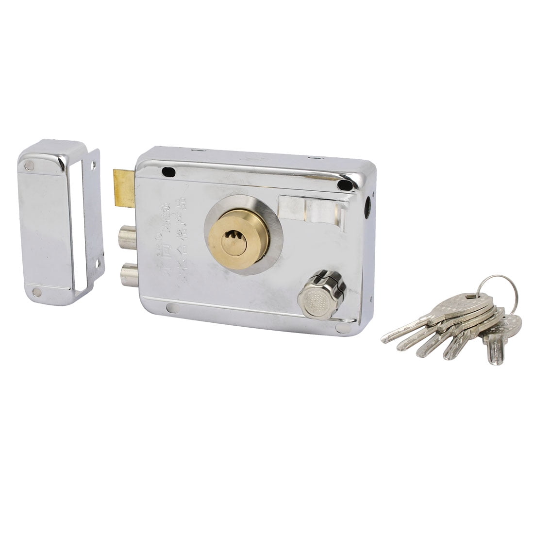 304 Stainless Steel Right Overside Door Rim Lock Silver Tone w 5 Keys ...