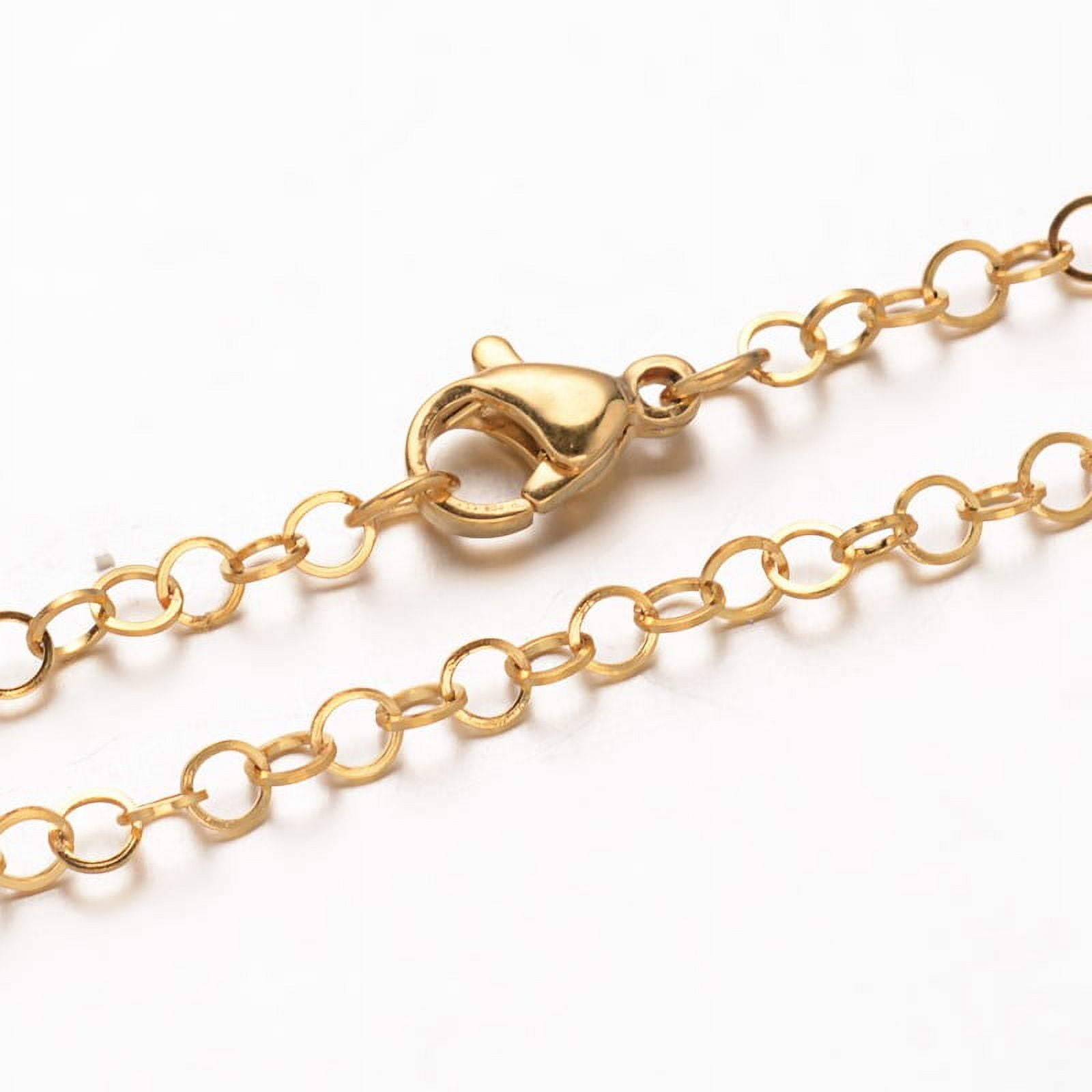 304 Stainless Steel Rolo Chain Necklaces with Lobster Clasps Golden 17. ...
