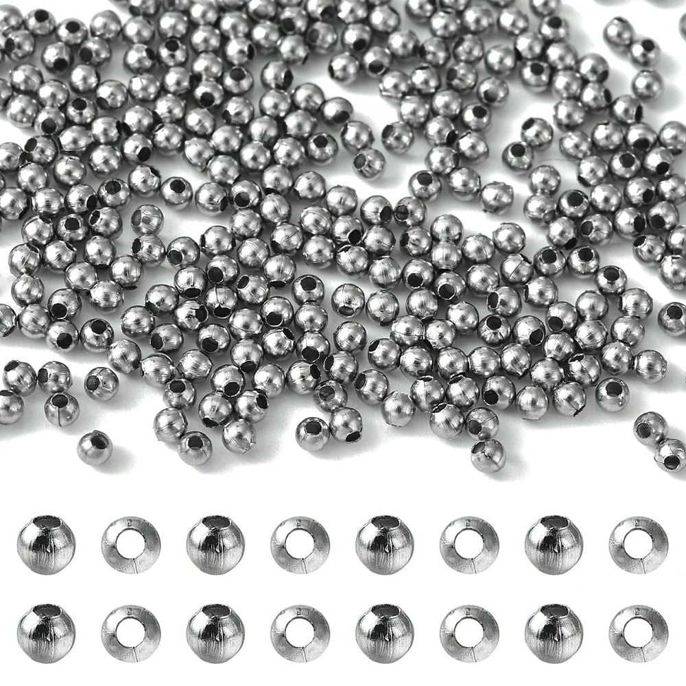 304 Stainless Steel Round Seamed Beads Spacer Beads for Jewelry Craft ...