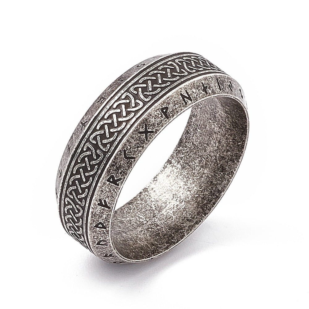 304 Stainless Steel Sailor's Knot Finger Ring Rune Words Odin Norse ...