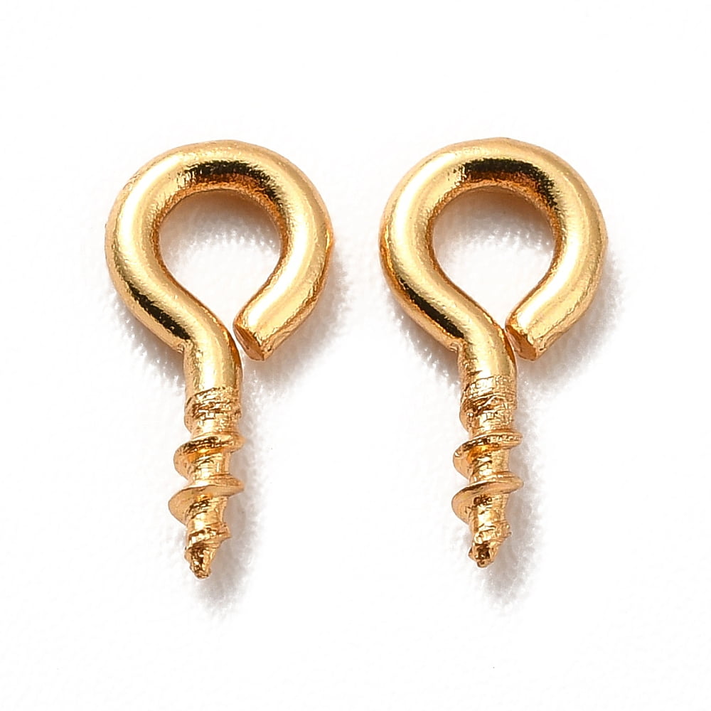 304 Stainless Steel Screw Eye Pin Peg Bails For Half Drilled Beads Real ...