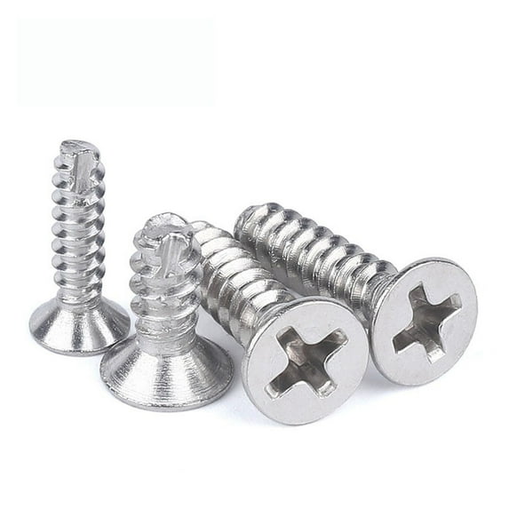 304 Stainless Steel Self-Tapping Flat Head Screws Cross Break Cutting ...