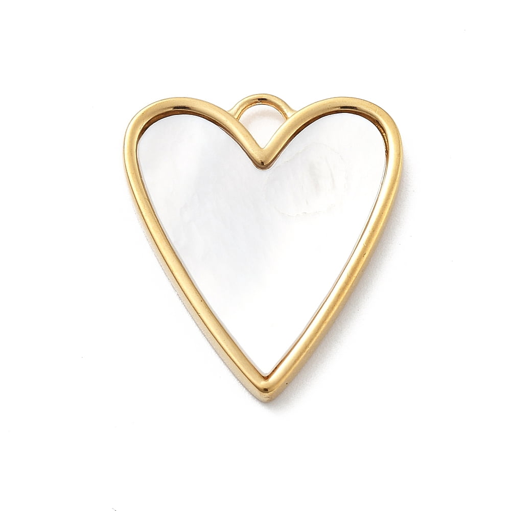 304 Stainless Steel Shell Pendants Heart Charms Ion Plating(IP) Real ...