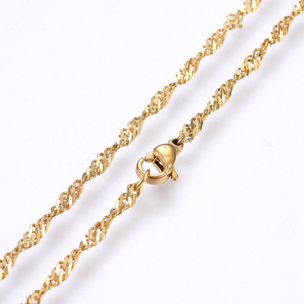 304 Stainless Steel Singapore Chain Necklaces Water Wave Chain ...