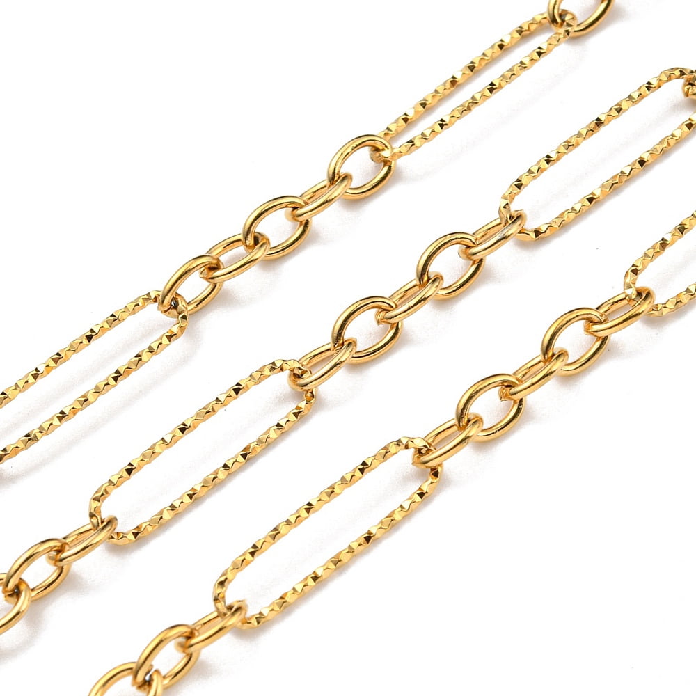 304 Stainless Steel Singapore Chains Soldered with Spool Real 18K Gold ...