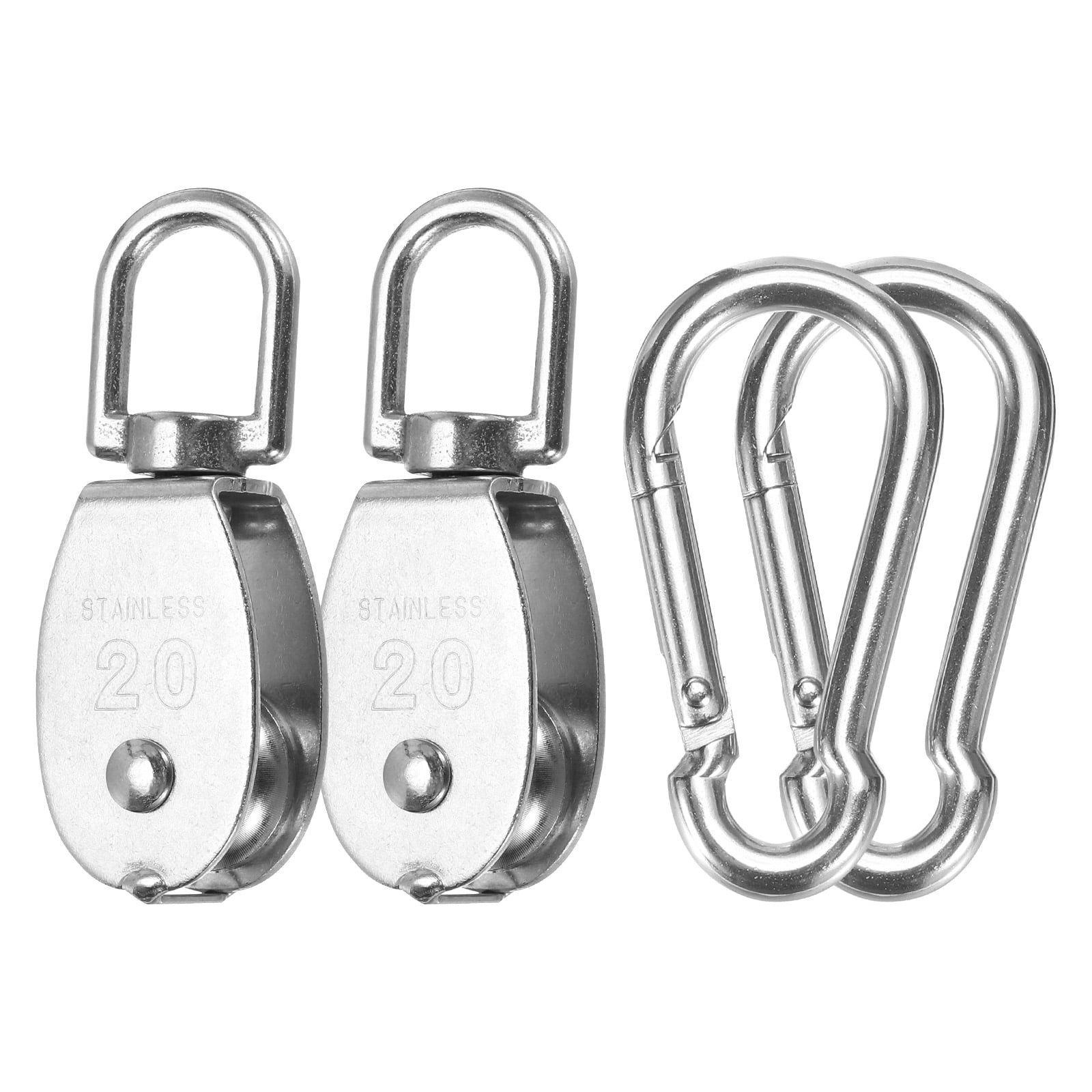 304 Stainless Steel Single Pulley Block Load 165lbs M20 with Spring ...