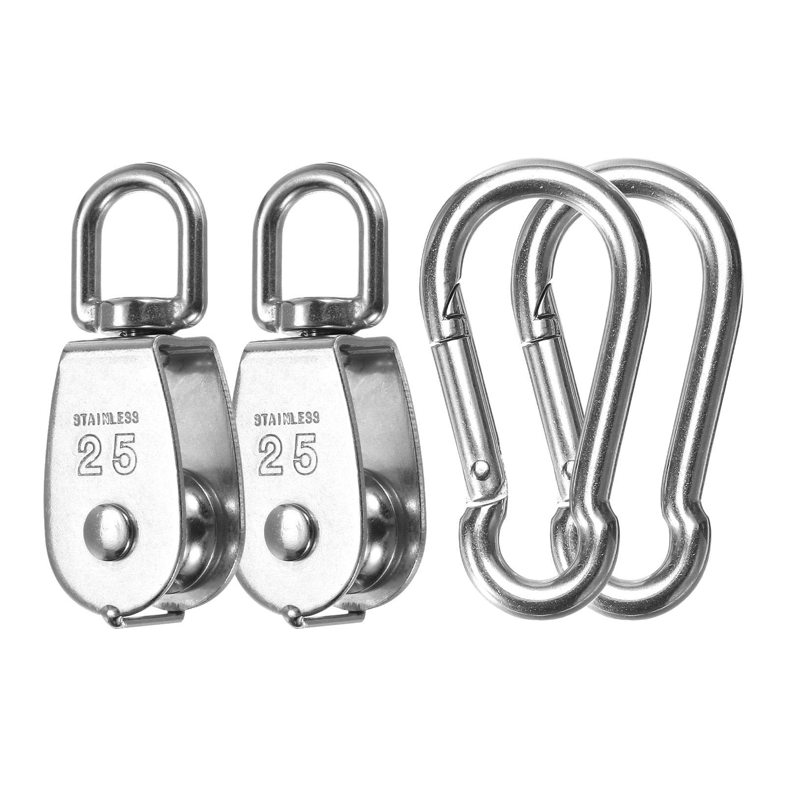 304 Stainless Steel Single Pulley Block Load 330lbs M25 with Spring ...