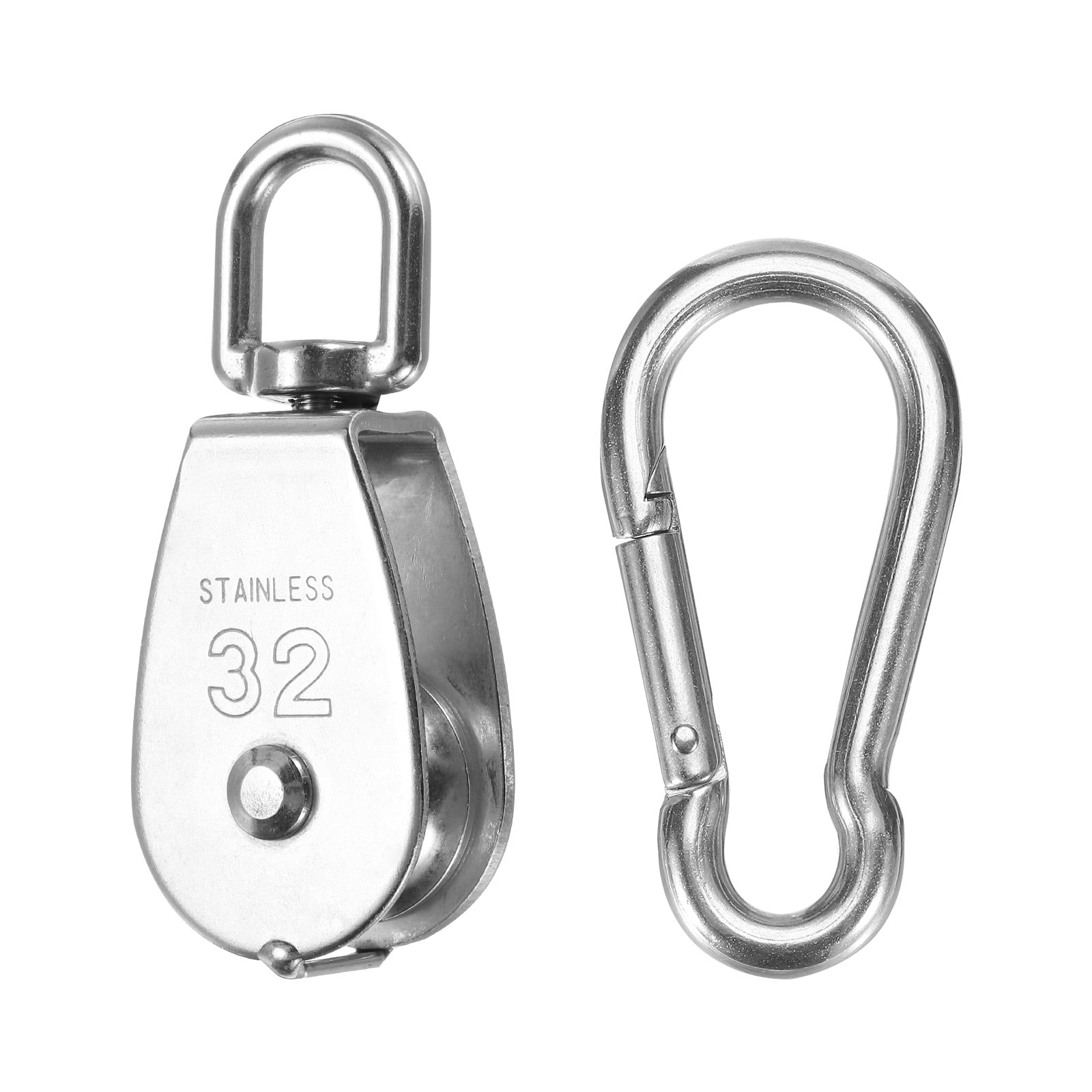 304 Stainless Steel Single Pulley Block Load 551lbs M32 with Spring ...