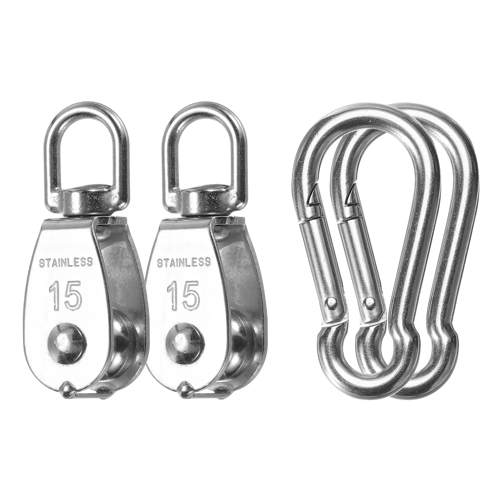 304 Stainless Steel Single Pulley Block Load 77lbs M15 with Spring Snap ...