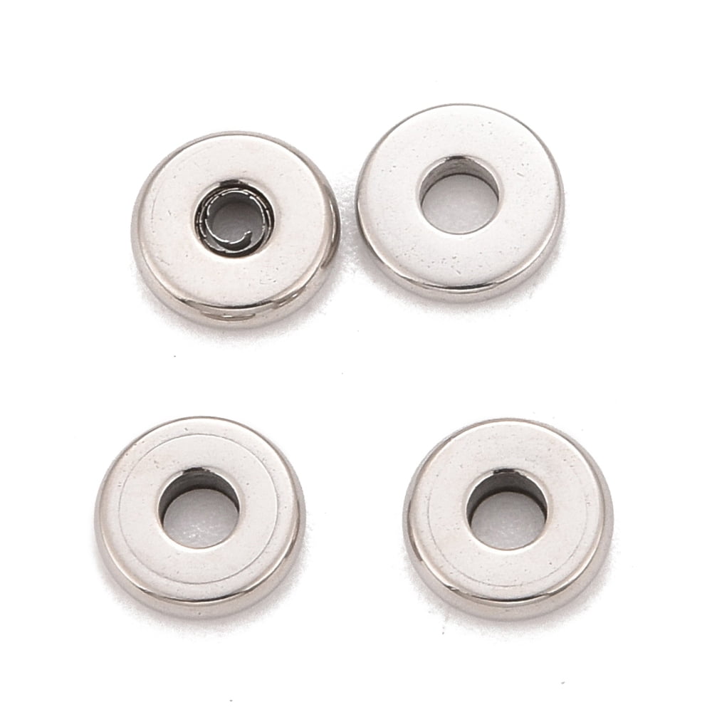 304 Stainless Steel Spacer Beads Donut Stainless Steel Color 6x1.5~1 ...