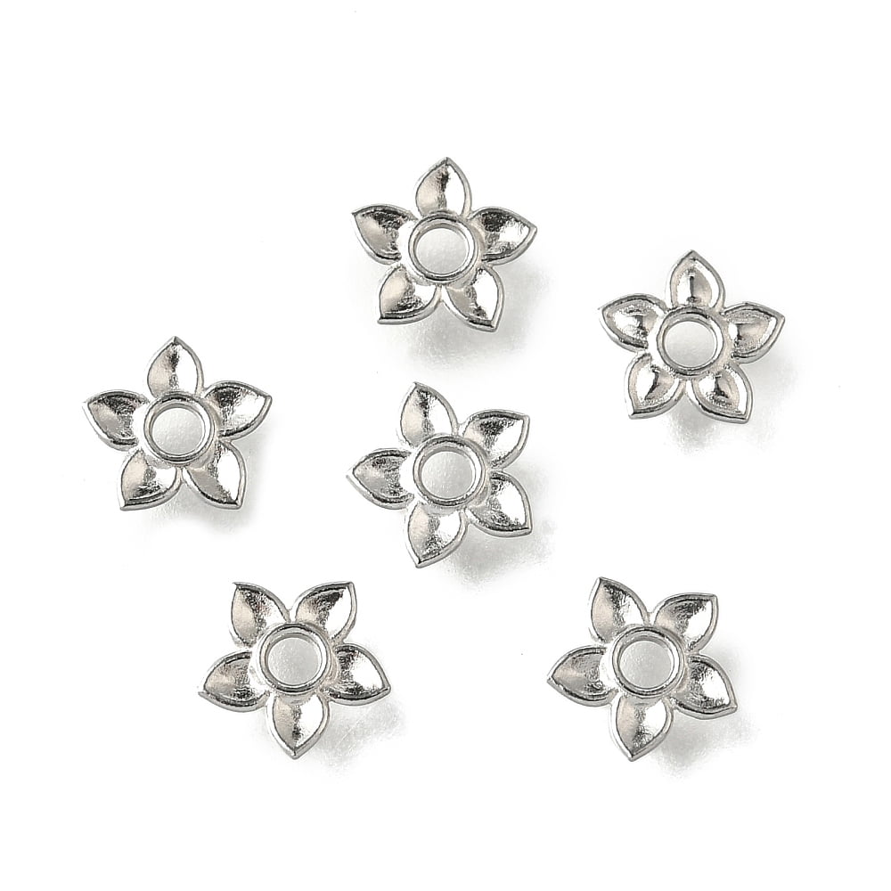 304 Stainless Steel Spacer Beads Flower Stainless Steel Color 5.5x6x0 ...