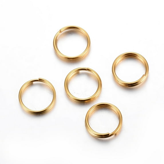 304 Stainless Steel Split Rings Double Loops Jump Rings Real 18K golden ...
