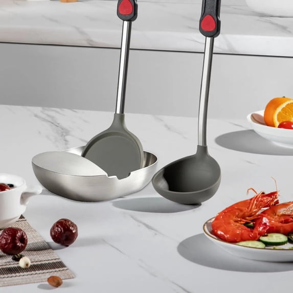 304 Stainless Steel Spoon Rest, Modern Utensil Holder with Stable Base ...
