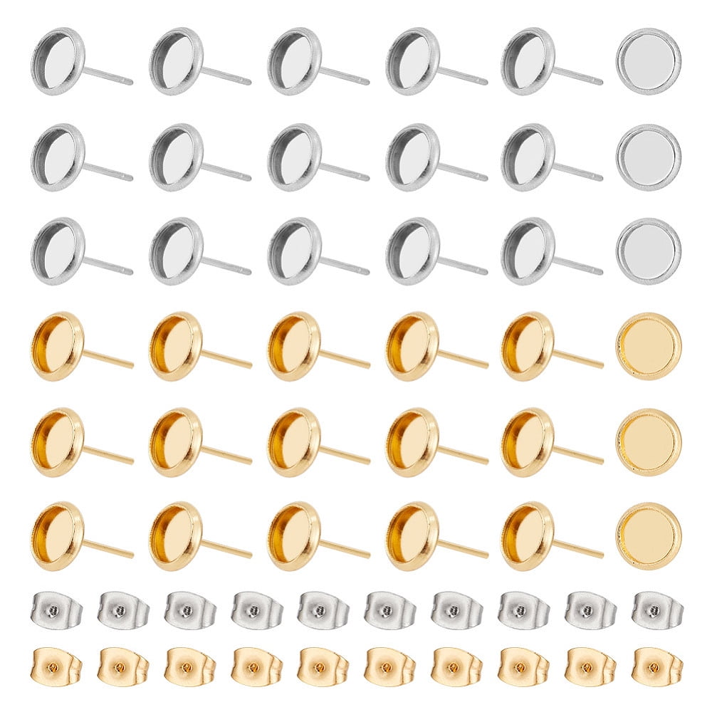304 Stainless Steel Stud Earring Findings Flat Round & Ear Nuts Earring ...