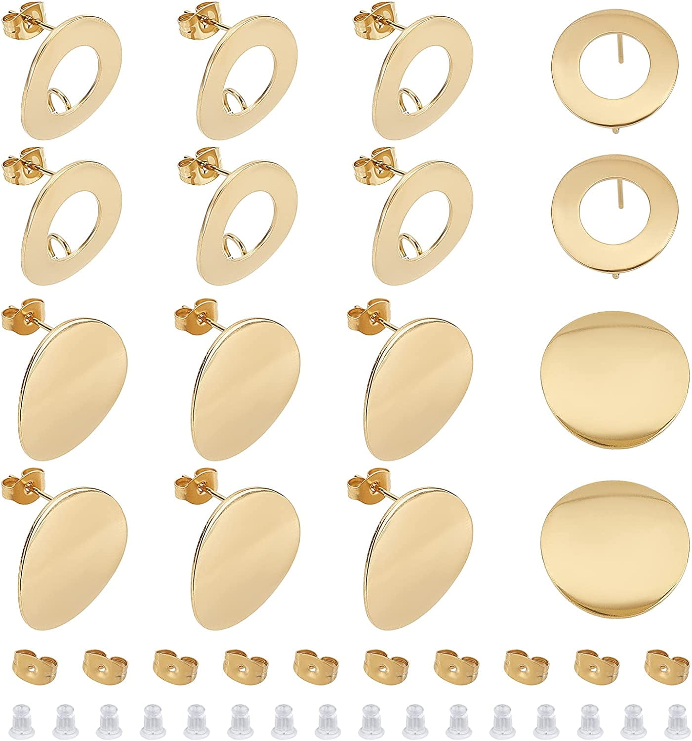 304 Stainless Steel Stud Earring Findings with Loop Ear Nuts/Earring ...