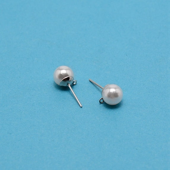 304 Stainless Steel Stud Earring Findings with Acrylic Imitation Pearl ...